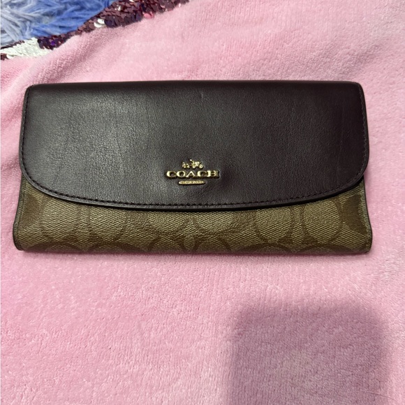 Coach | Bags | Coach Leather Trifold Wallet With Checkbook Insert ...